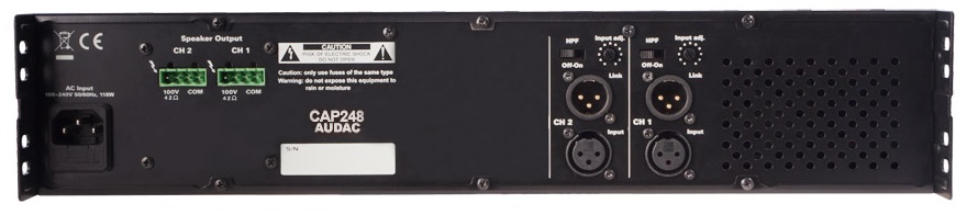 Audac CAP 248 versterker 100 Volt 2x480 Watt snel en goedkoop bij proaudioshop.nl